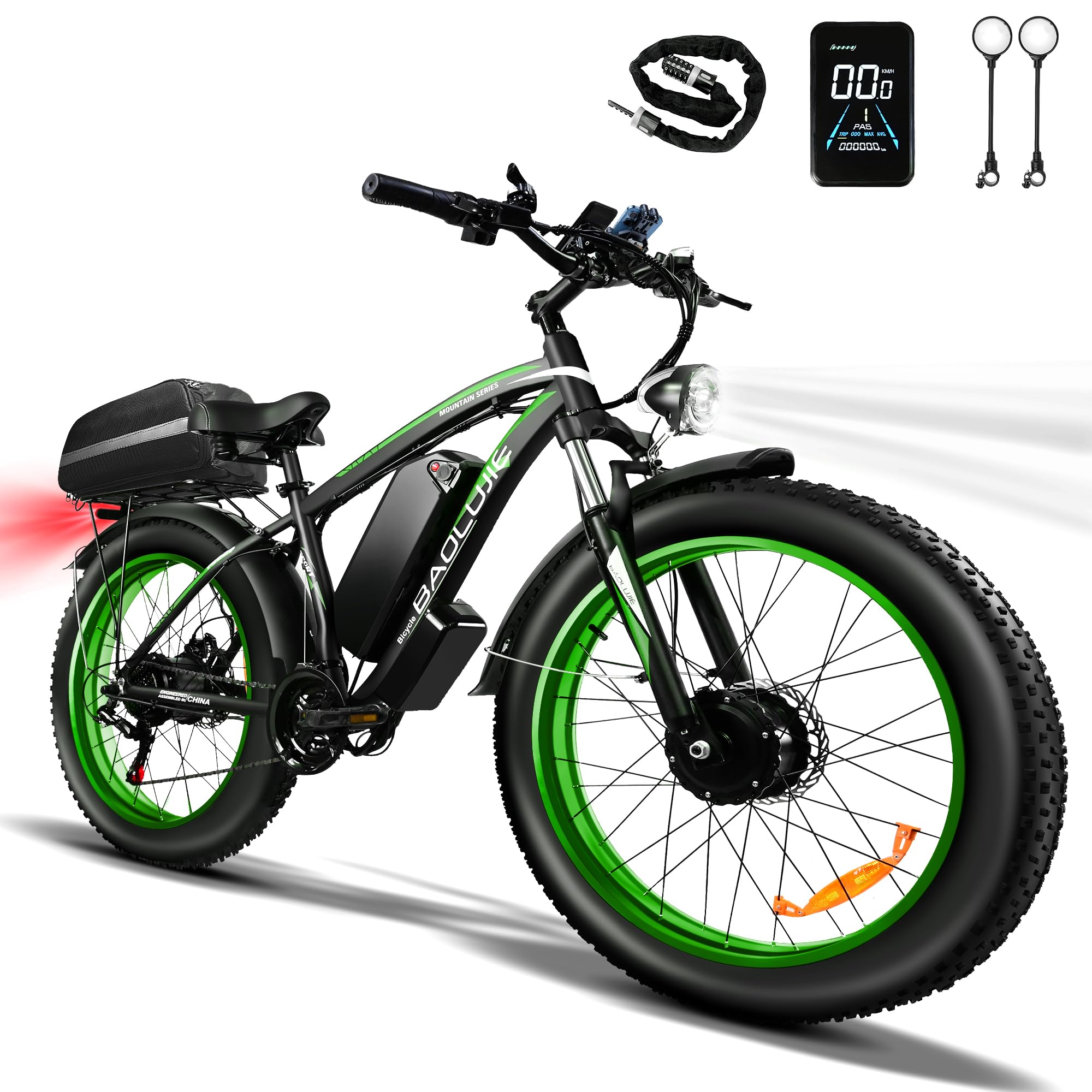 Electric Bike Adults 2000W Dual Motors Fat Tire Ebike 20AH Battery ...