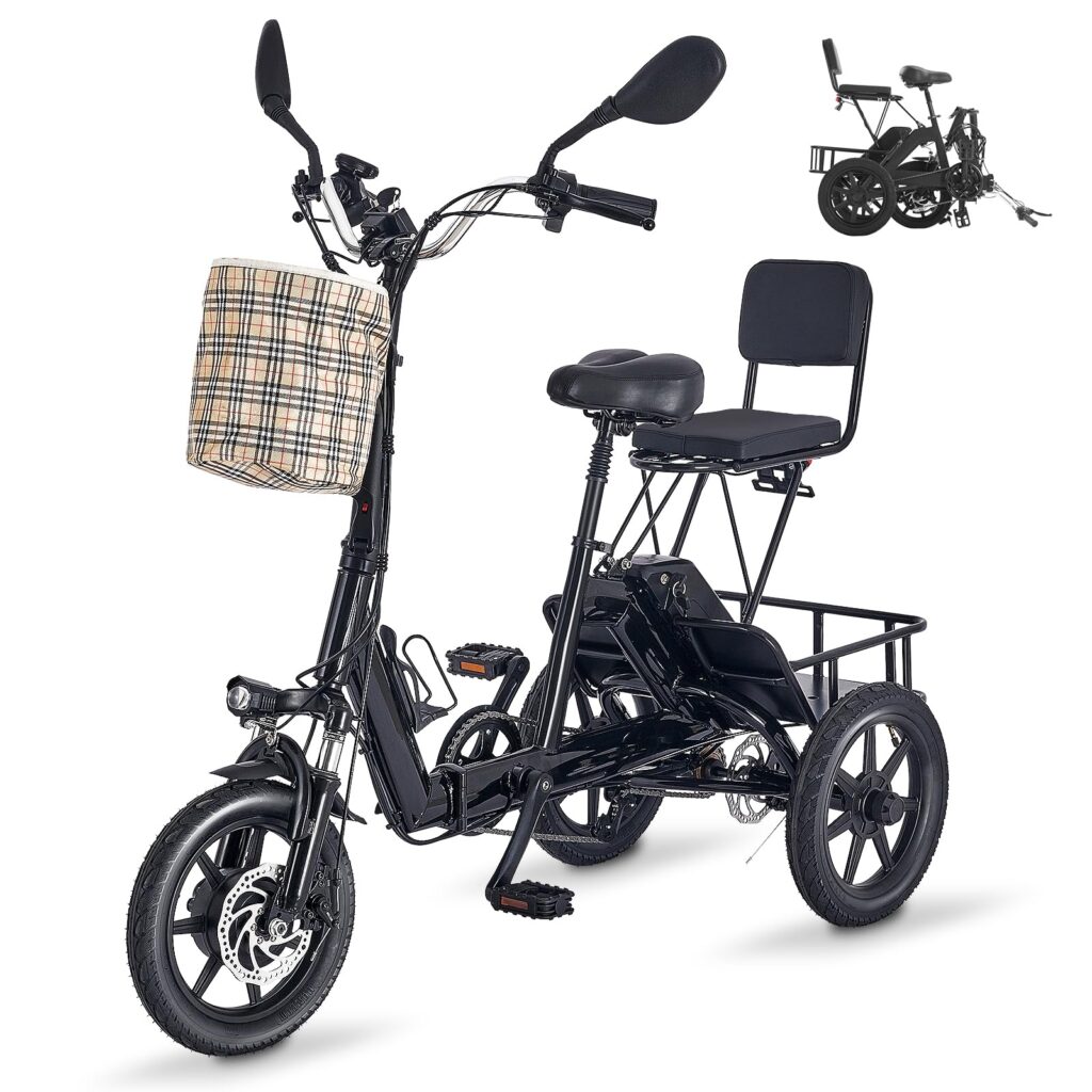 Electric Tricycle for Adults 350W 48V 10.4Ah 3 Wheel Bike Baskets 3 ...