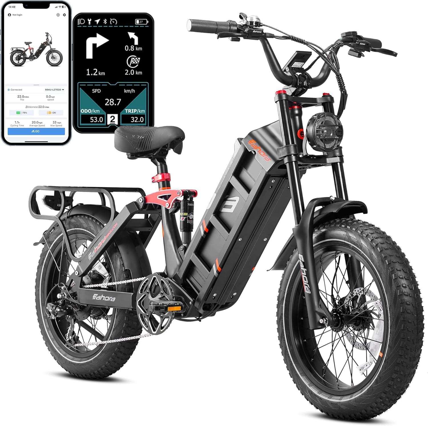 JulietⅡ(2024 New) 52V 60Ah Peak 1700W Electric Bike Up to 200 Miles ...
