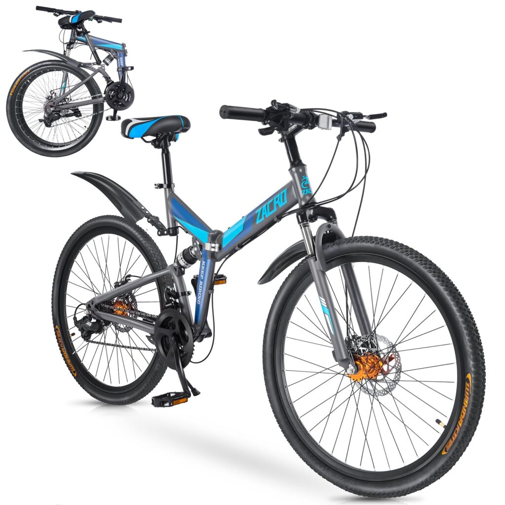 Zacro 26 Inch Folding Mountain Bike Dual Suspension 24-Speed Aluminum ...